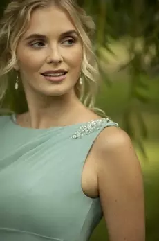 M561 | Simple Bridesmaids Dress with Crystal Detail | True Bridesmaids