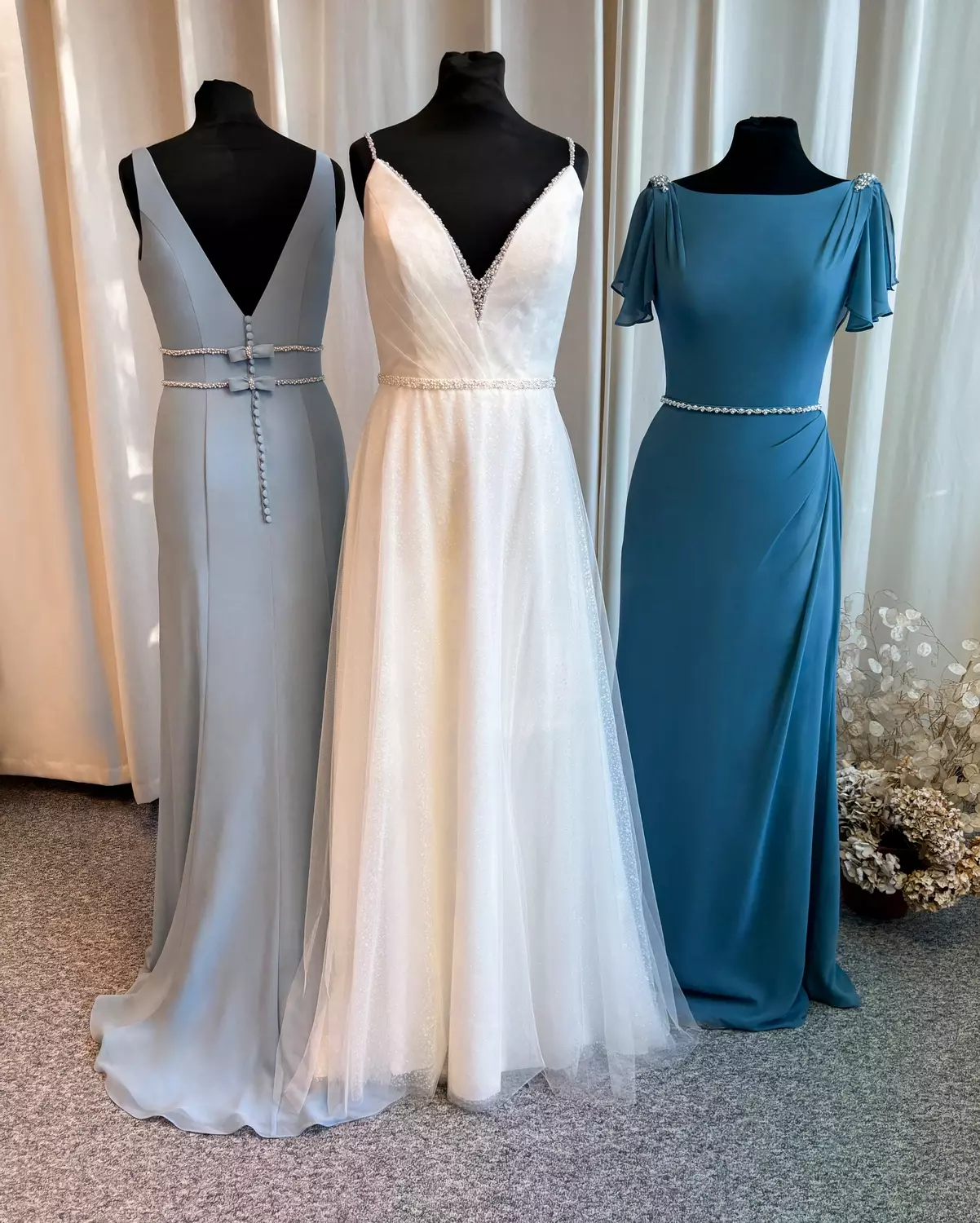 W412 | Pearl Encrusted Glitter Tulle Bridal Gown | True Bride