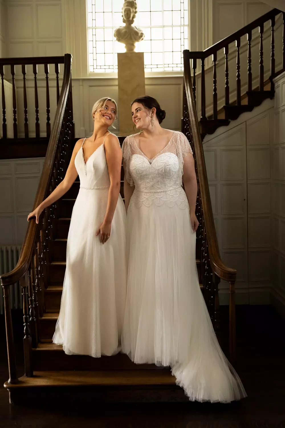 W412 | Pearl Encrusted Glitter Tulle Bridal Gown | True Bride