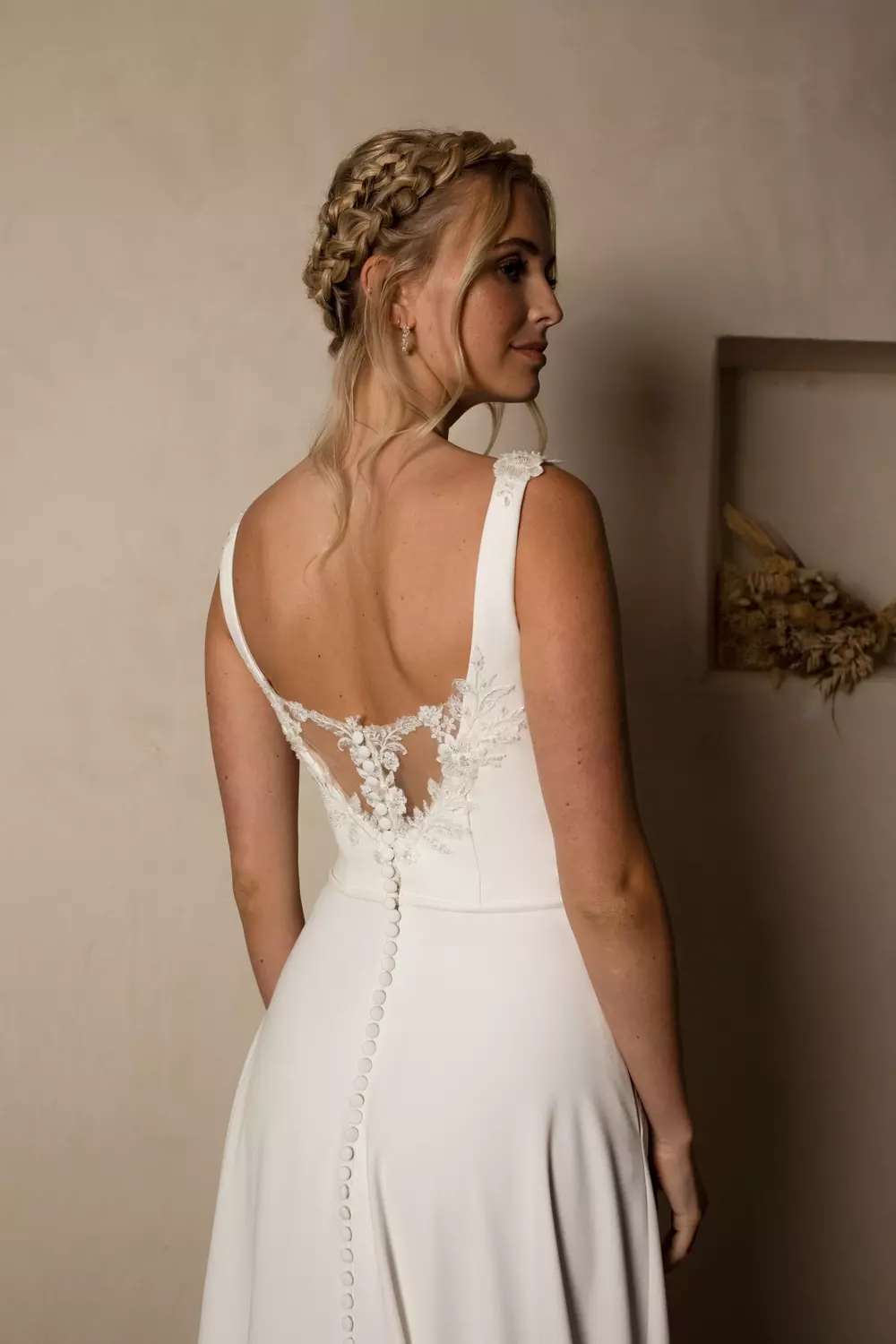 W419 | Elegant Crepe Soft A-line Bridal Gown | True Bride