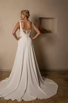 W419 | Elegant Crepe Soft A-line Bridal Gown | True Bride