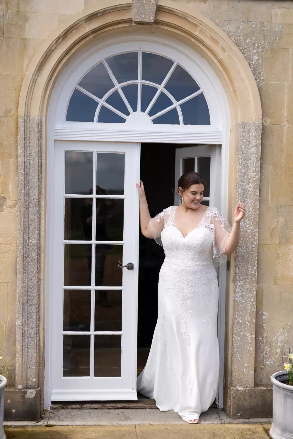 Blanche TC-W463 | Modern Crepe and Lace Bridal Gown | True Curves