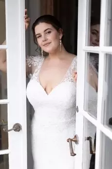Blanche TC-W463 | Modern Crepe and Lace Bridal Gown | True Curves