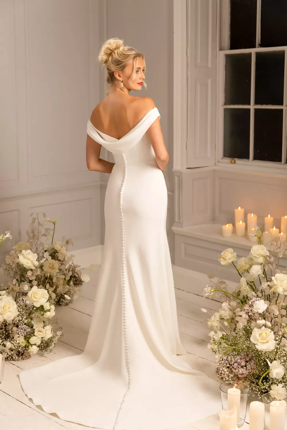 Zahara | Modern Off the Shoulder Simple Bridal Gown | Nicki Flynn Bridal
