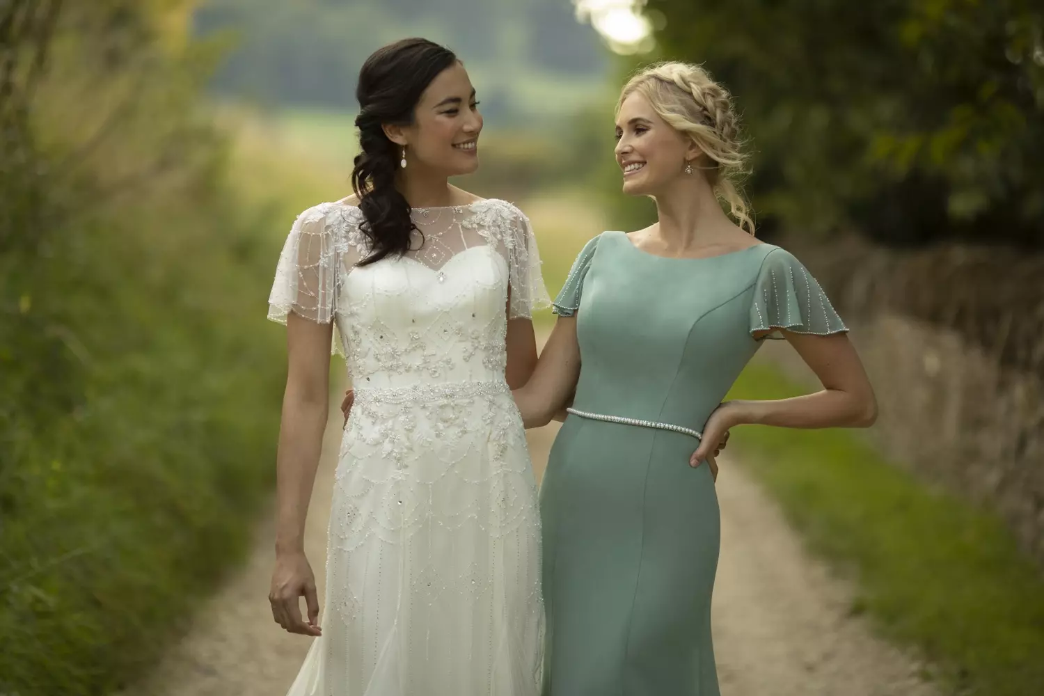 W239 | Art Deco Low Back, Beaded Sleeved Wedding Dress | True Bride